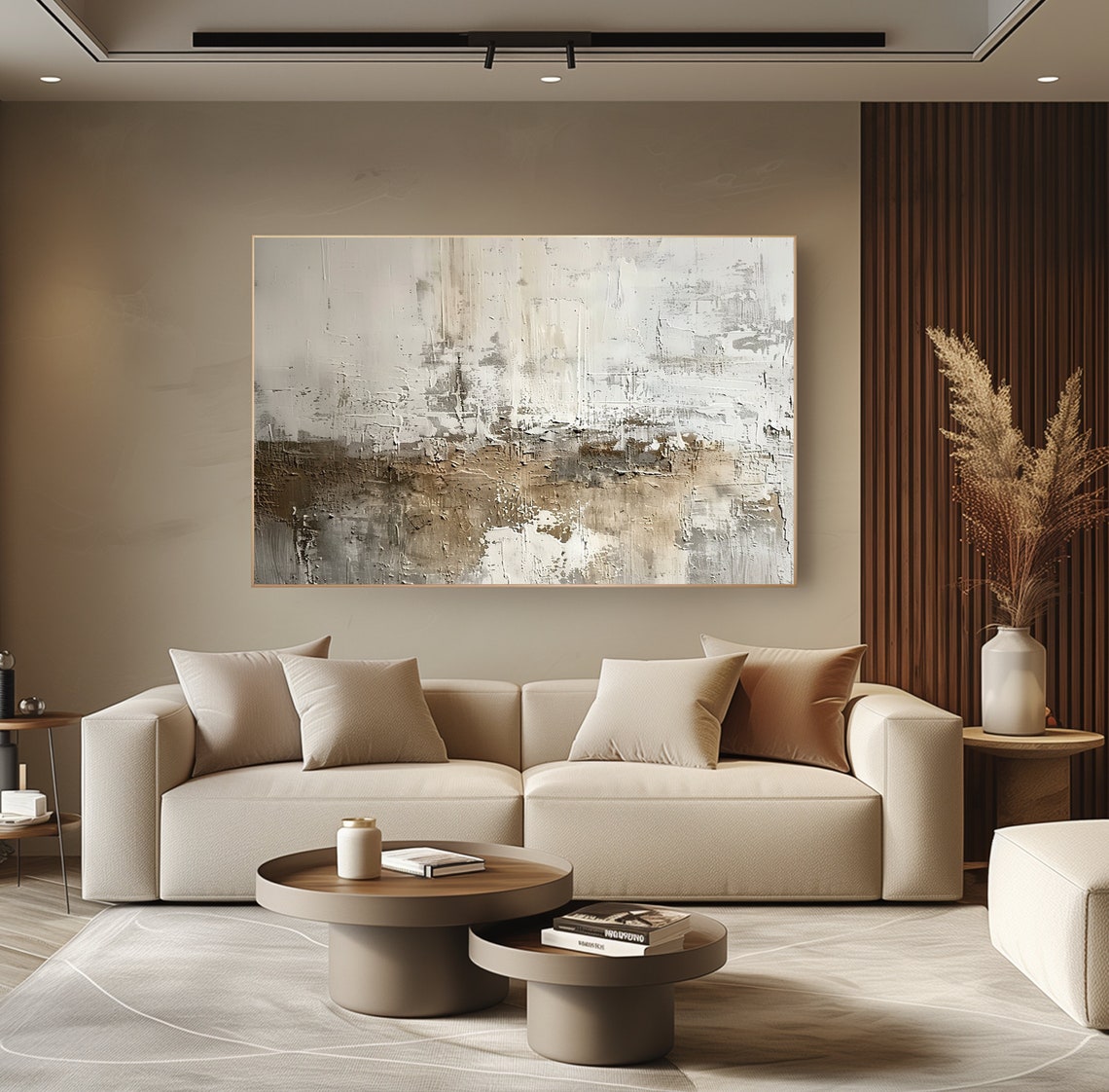 3D Bruin Abstract Schilderij Op Doek, Bruin & Beige Muurkunst, Bruin Getextureerde Canvas Kunst ...