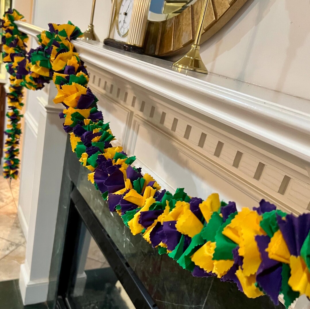 Mardi Gras Garland / Handmade / Fabric / Purple Gold Green - Etsy
