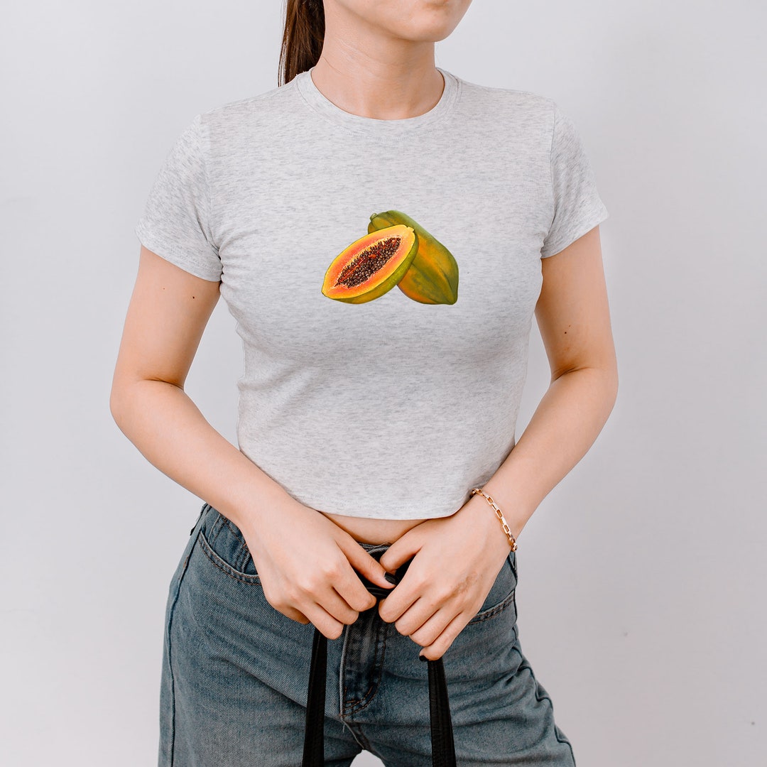 Papaya Graphic Baby Tee, Vintage Fruit Foodie Baby Tee, Papaya Baby Tee ...