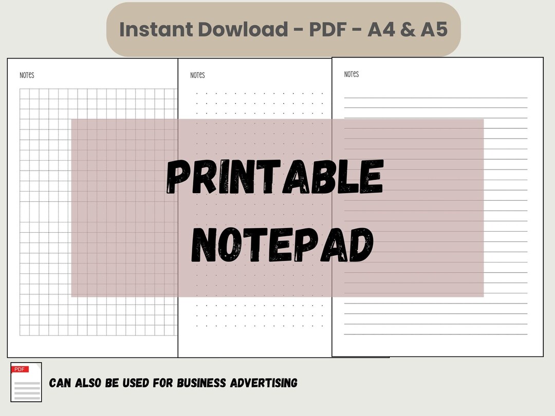 Notes, Notepad, Note, Notice, Memo, Template, PDF, Download, Printable ...