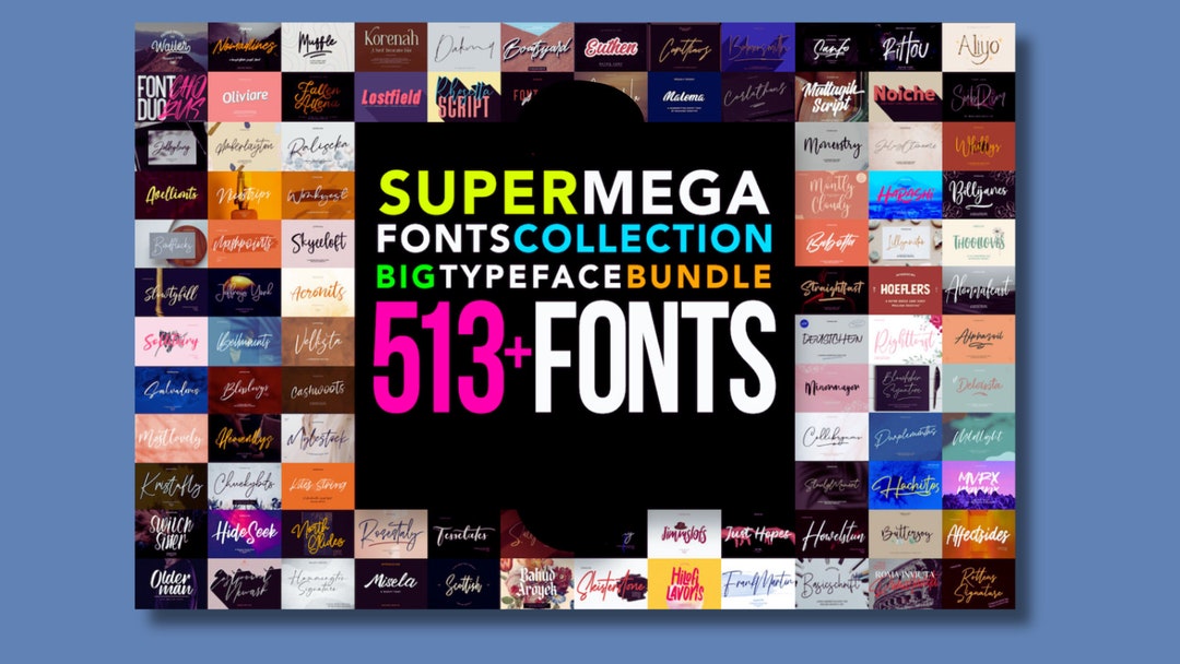 Super Mega Fonts Collection Big Typeface, Display Font, Cricut Font ...