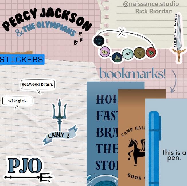 Percy Jackson & the Olympians Inspires Bookmarks + Stickers | Digital ...