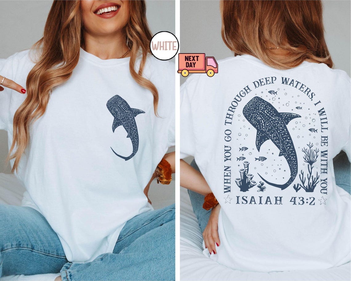 Comfort Colors® Whale Shark Tshirt, Beachy Shirt, Shark Shirt, Jesus T ...
