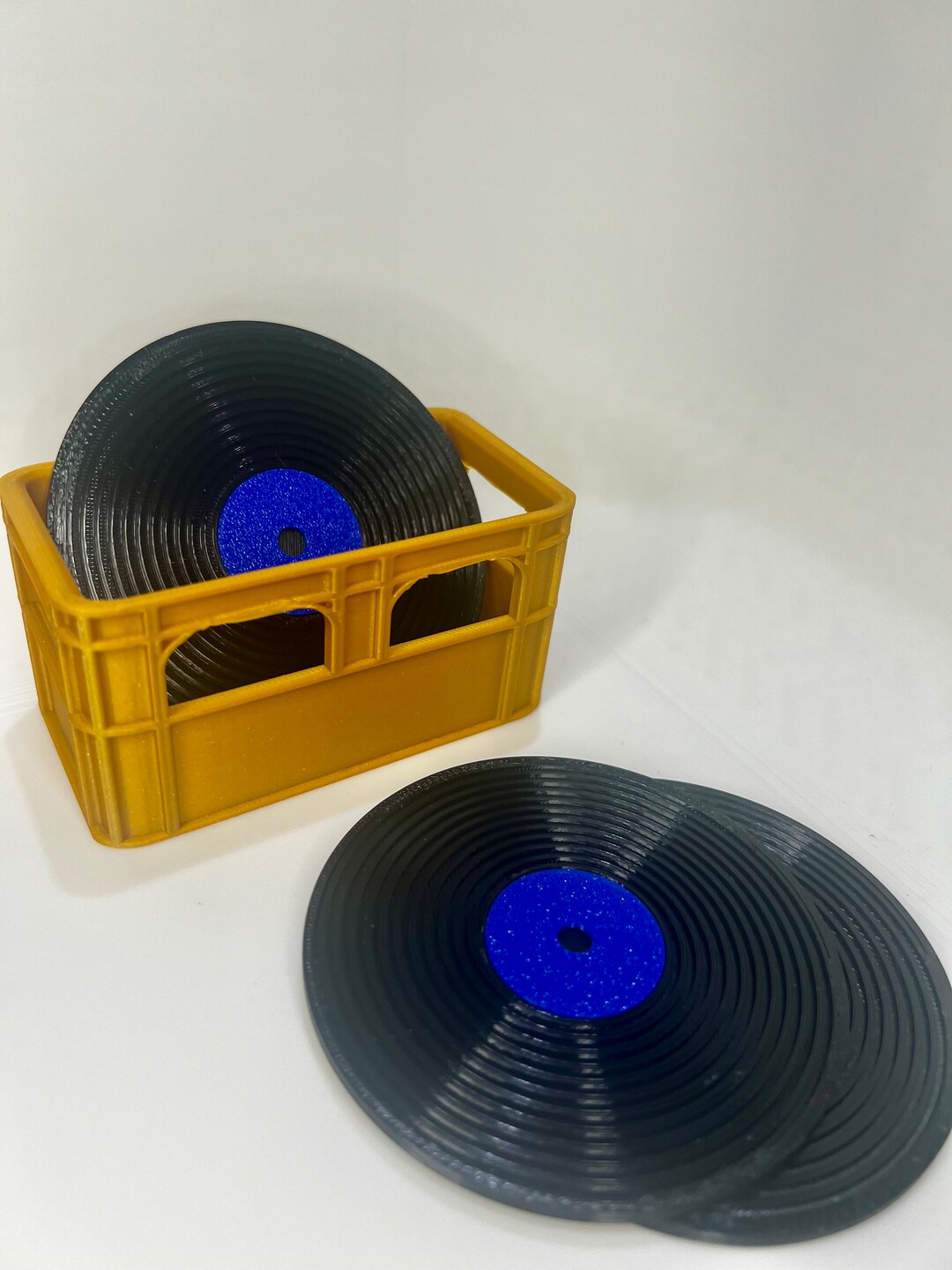3D Printed Vinyl Record Coasters - Set of 4 With Record Crate - Etsy