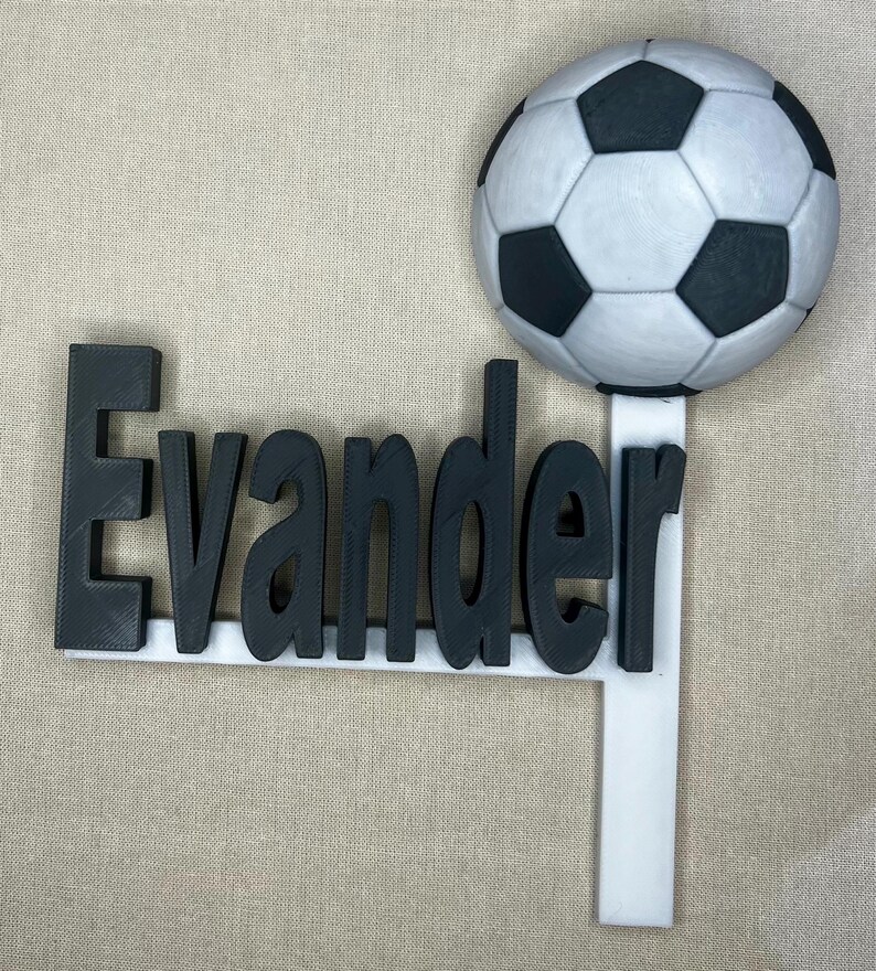 3D Printed Cake Topper With Soccer Ball and Customizable Name - Etsy