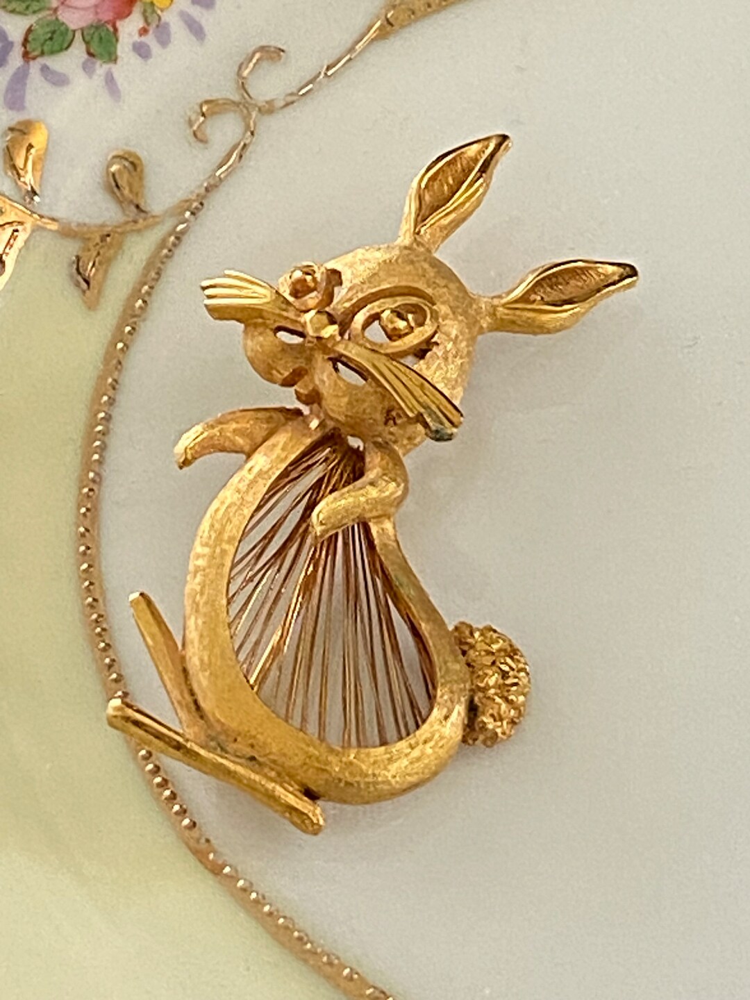 Monet Vintage Bunny Rabbit Wired Gold Toned Brooch Gift Boxed - Etsy