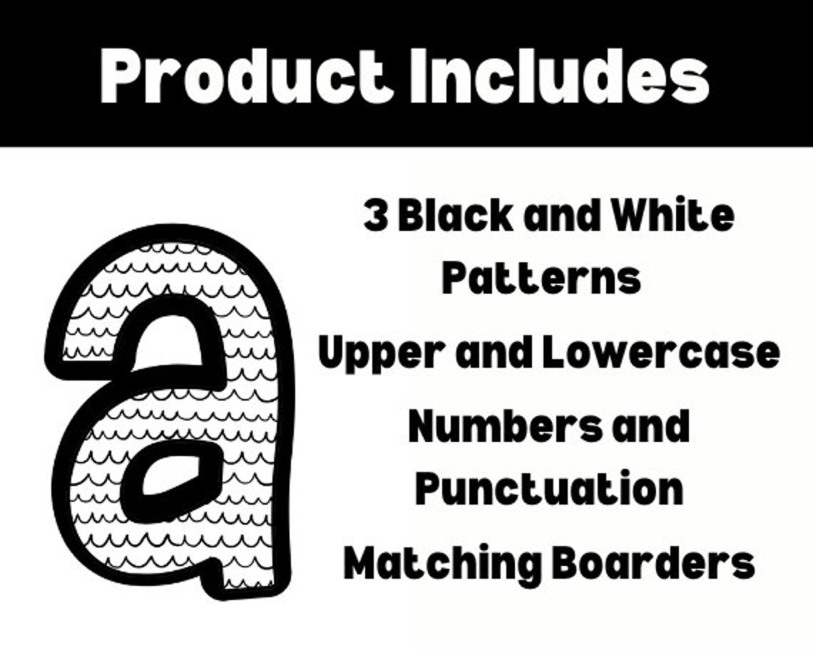 Bulletin Board Letters Printable Black and White - Etsy