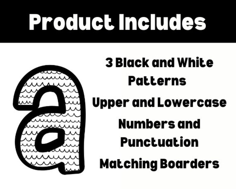 Bulletin Board Letters Printable Black and White - Etsy