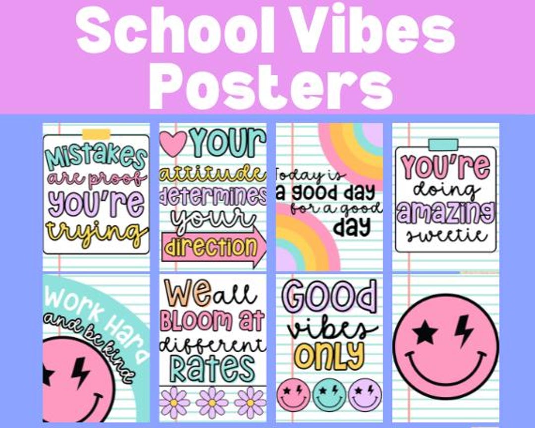 Printable Bulletin Board Posters Pastel Retro Notebook Theme for ...