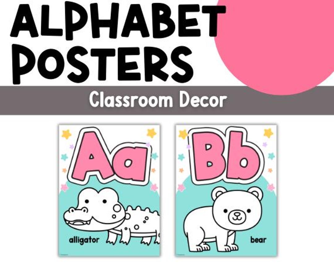 A–Z Alphabet Posters Pastel Theme Classroom Decor Kindergarten First ...