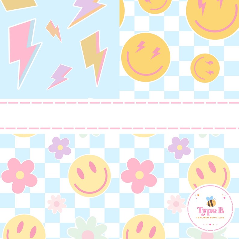 Retro Smiley Face Digital Paper: 12x12 Scrapbook Graphics (JPG + PNG ...