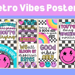 Retro Vibes Classroom Motivational Posters Printable Classroom Decor - Etsy