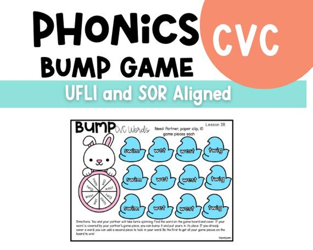 Short Vowel Word Bump SOR Aligned UFLI Aligned Easter Game Lessons 26 ...