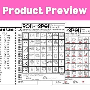 Roll and Spell CVC Word Game Phonics Game No Prep - Etsy