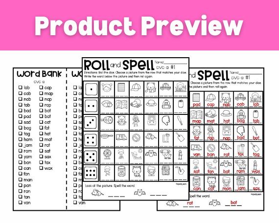Roll and Spell CVC Word Game Phonics Game No Prep - Etsy