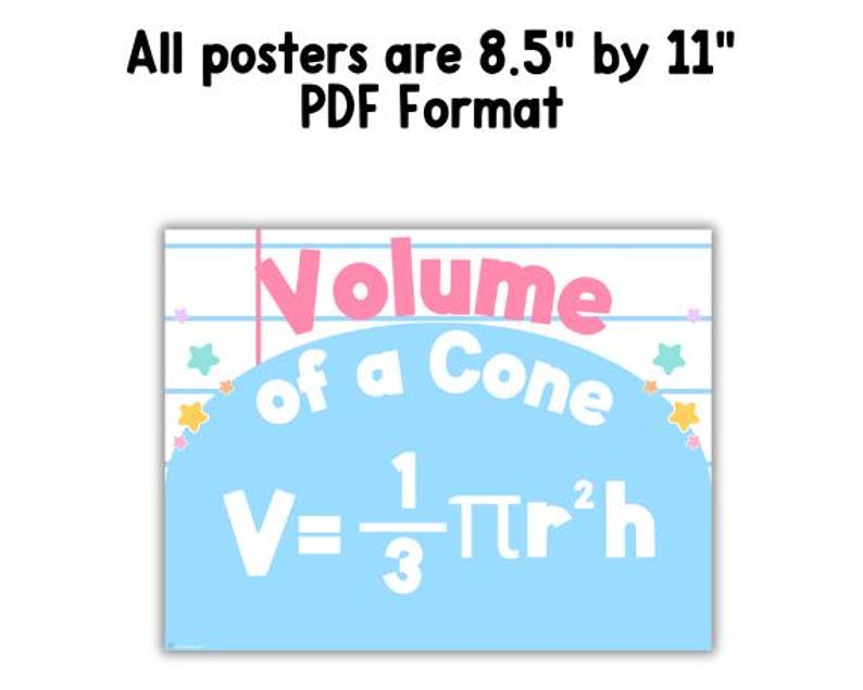 Printable Math Formula Posters Pastel and Notebook Theme Middle & High ...