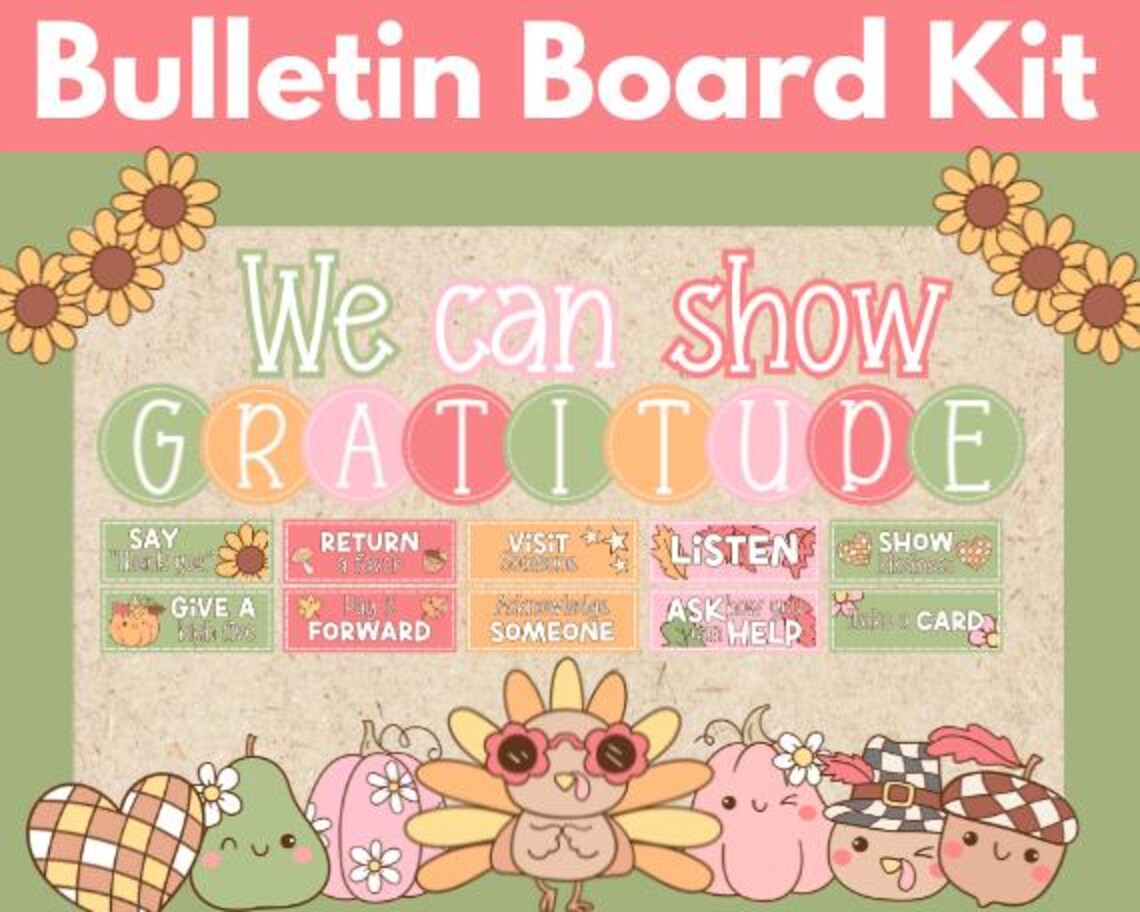Thanksgiving Gratitude Bulletin Board Kit Classroom Decor - Etsy
