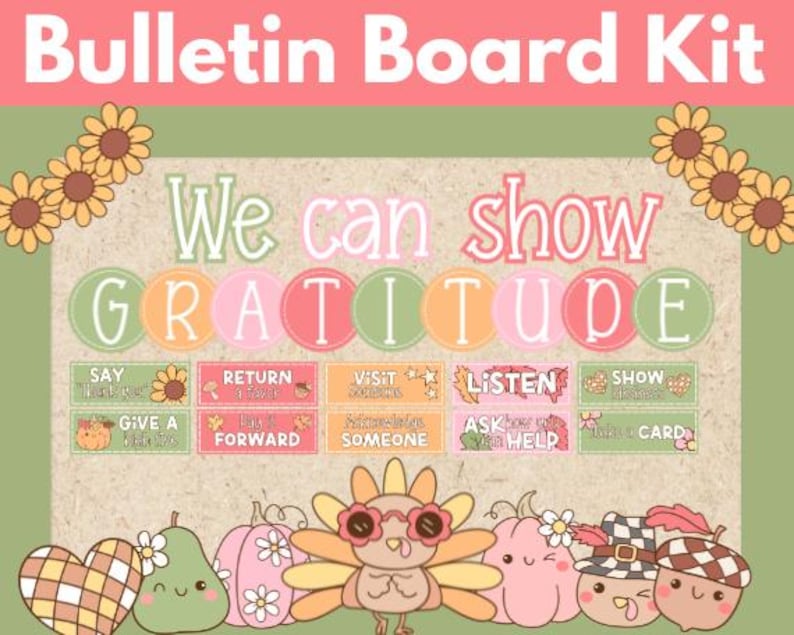 Thanksgiving Gratitude Bulletin Board Kit Classroom Decor - Etsy