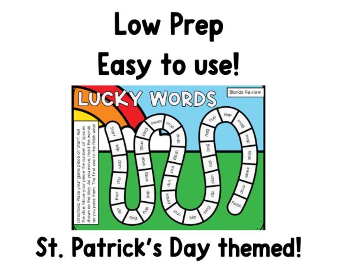 Consonant Blends Phonics Word Game NO PREP Reading Game St. Patrick's ...