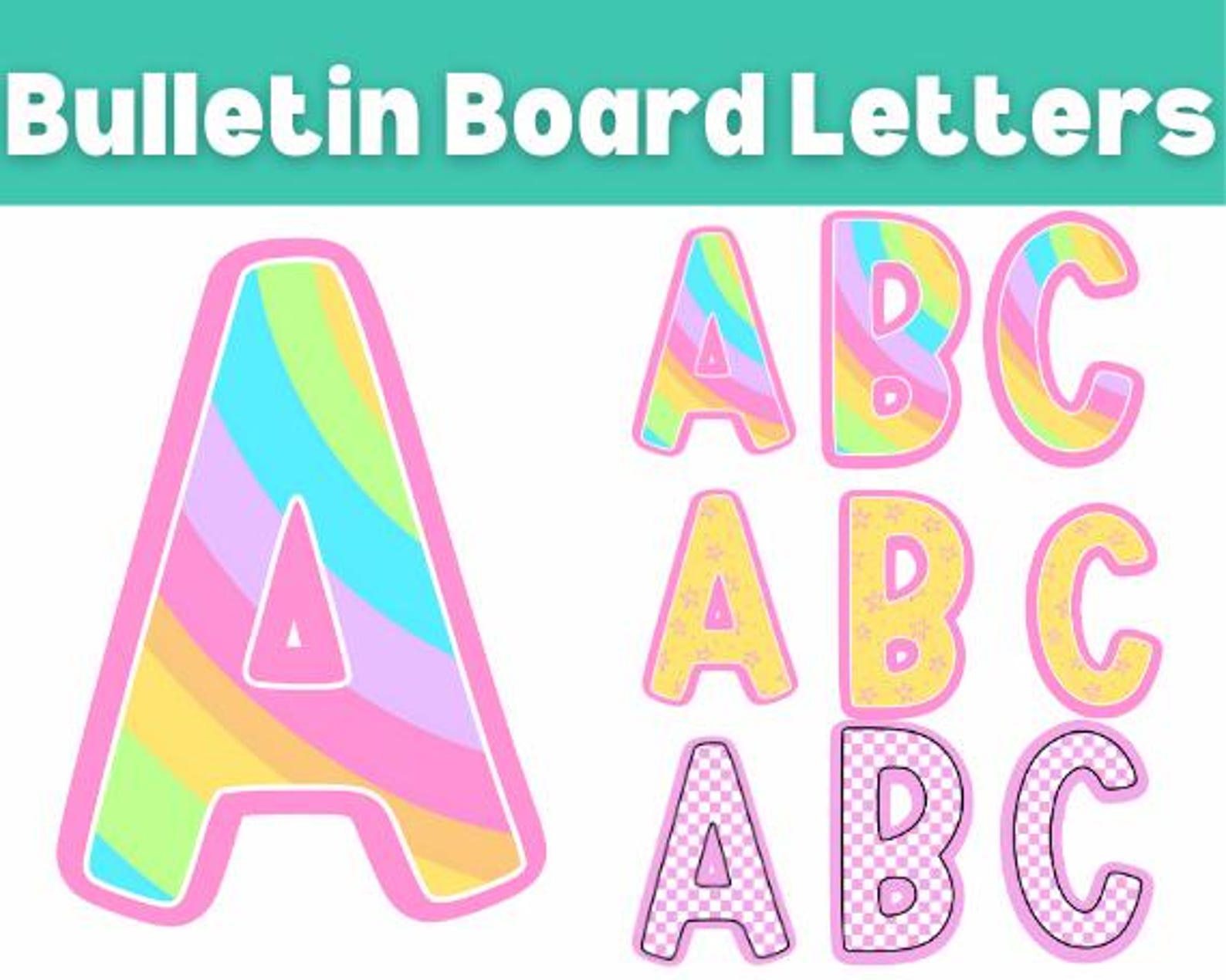 Printable Bulletin Board Letters A-Z, Numbers, and Boarder Classroom ...