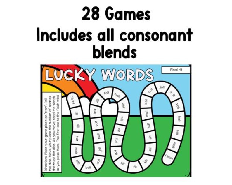 Consonant Blends Phonics Word Game NO PREP Reading Game St. Patrick's ...