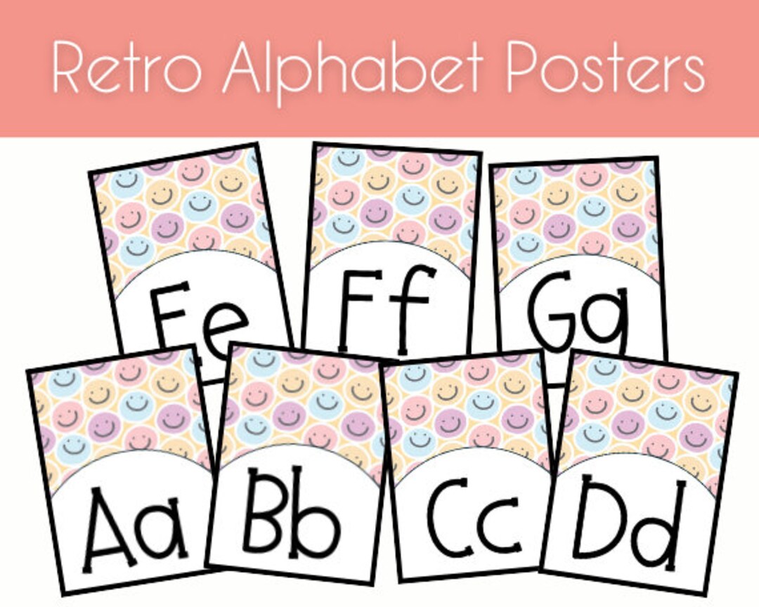 Retro Pastel Smiles Alphabet Posters Classroom Decor - Etsy
