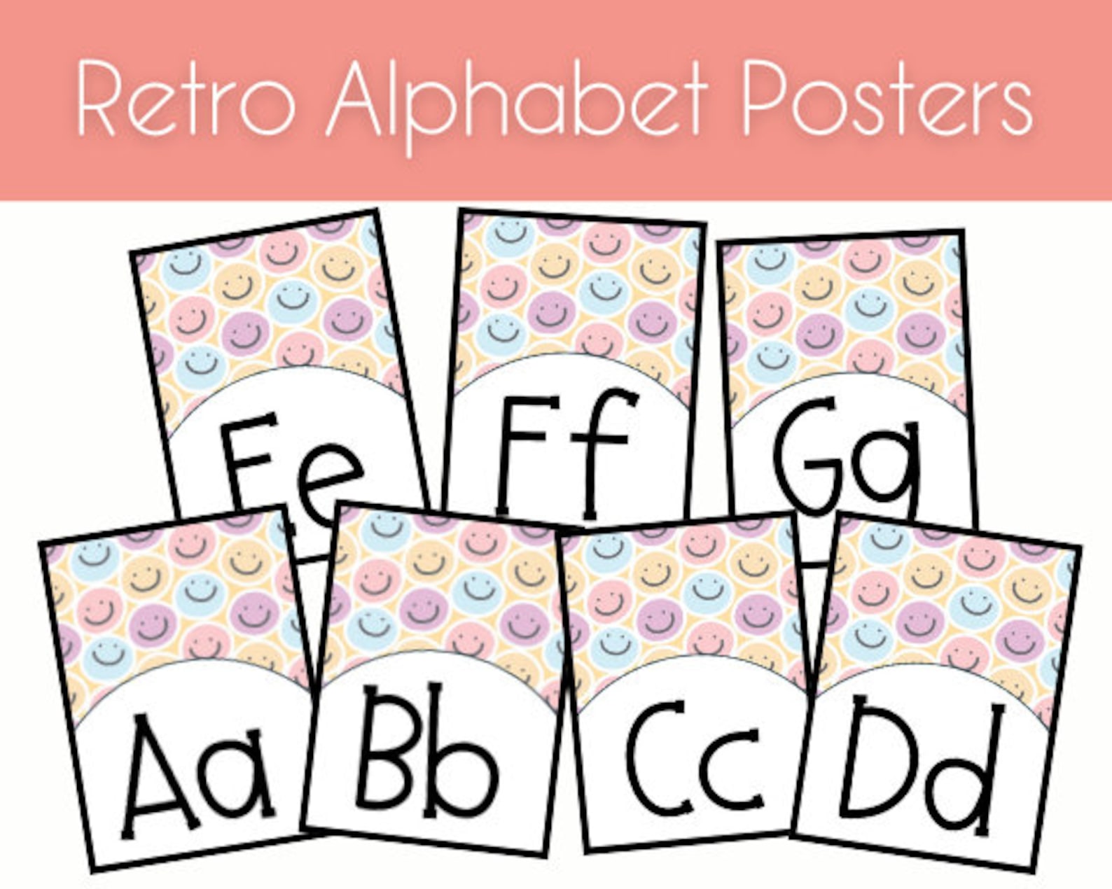 Retro Pastel Smiles Alphabet Posters Classroom Decor - Etsy
