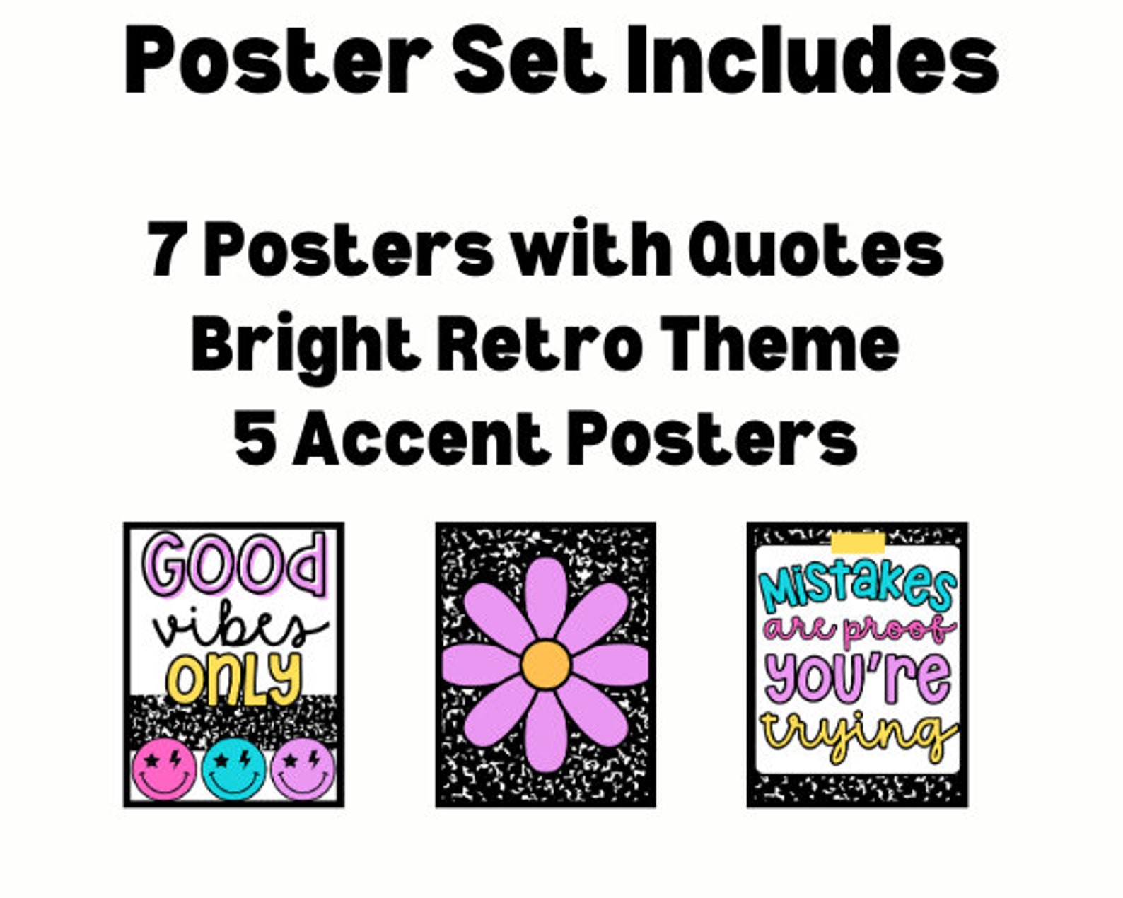 Retro Vibes Classroom Posters: Motivational Decor (PDF) - Etsy