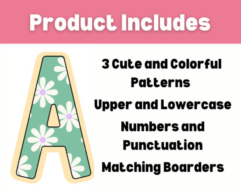 Printable Bulletin Board Set Letters, Numbers, and Boarder - Etsy