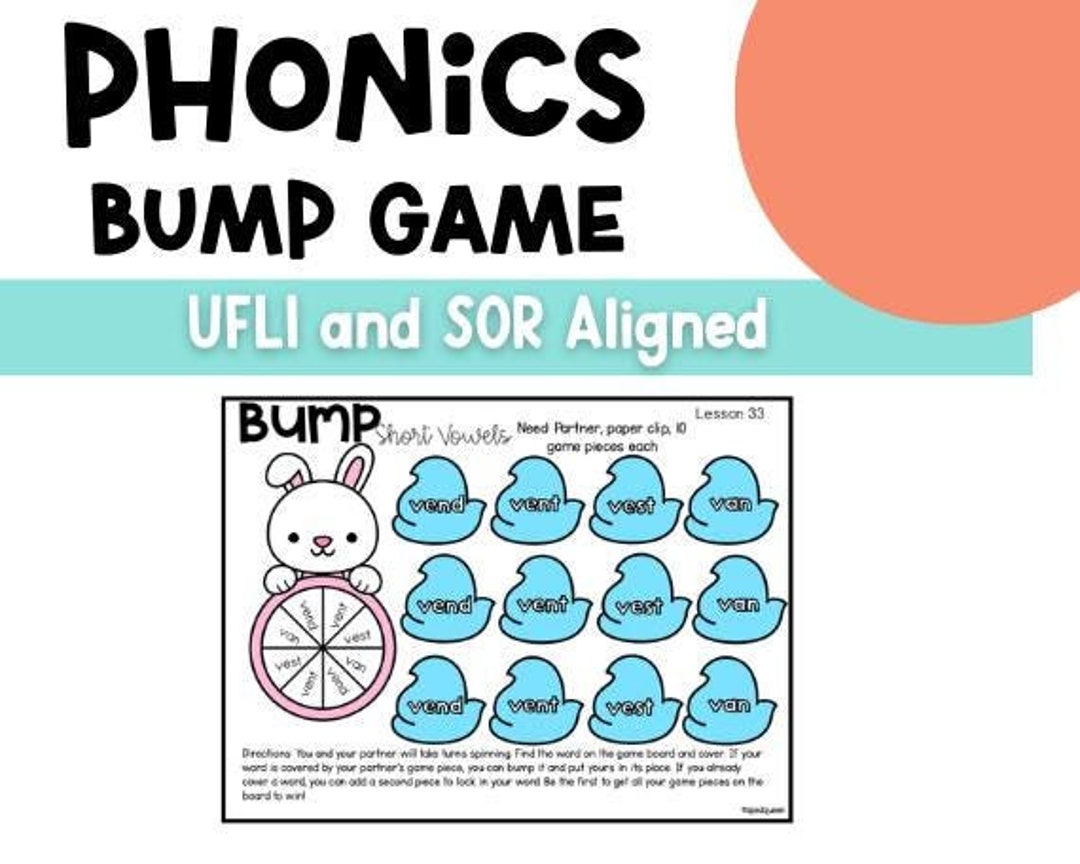 Short Vowel Word Bump SOR Aligned UFLI Aligned Easter Game Lessons 31 ...