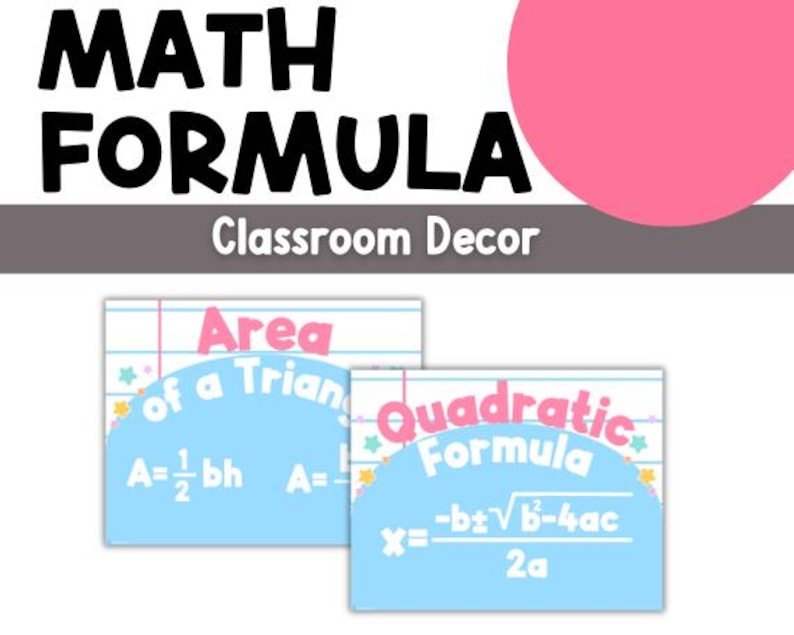 Printable Math Formula Posters Pastel and Notebook Theme Middle & High ...