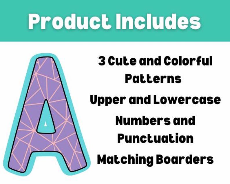 Printable Bulletin Board Letters A-Z, Numbers, and Boarder - Etsy