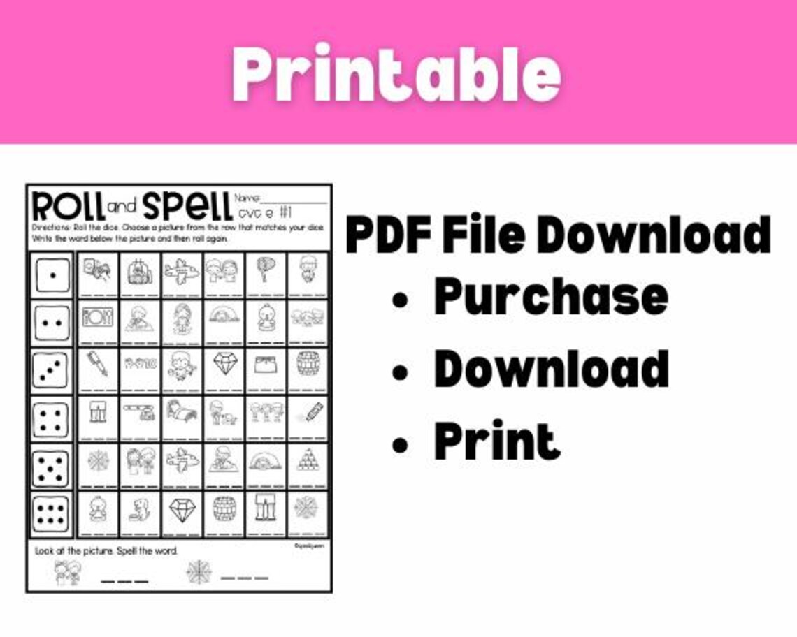Roll and Spell CVC Word Game Phonics Game No Prep - Etsy