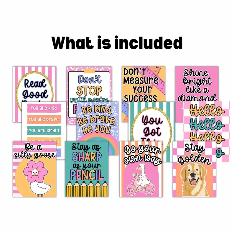 Retro Classroom Posters: Trendy Motivational Decor (printable Set of 12 ...