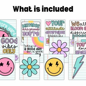 Printable Bulletin Board Posters Pastel Retro Notebook Theme for ...