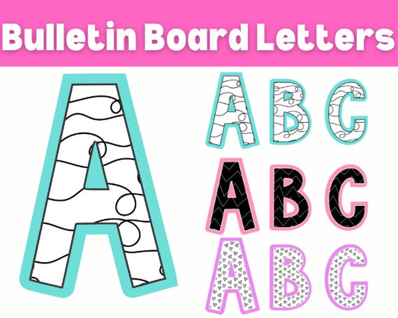 Printable Bulletin Board Letters A-Z, Numbers, and Boarder Classroom ...