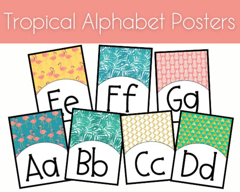 Tropical Alphabet Posters Printable Digital File - Etsy