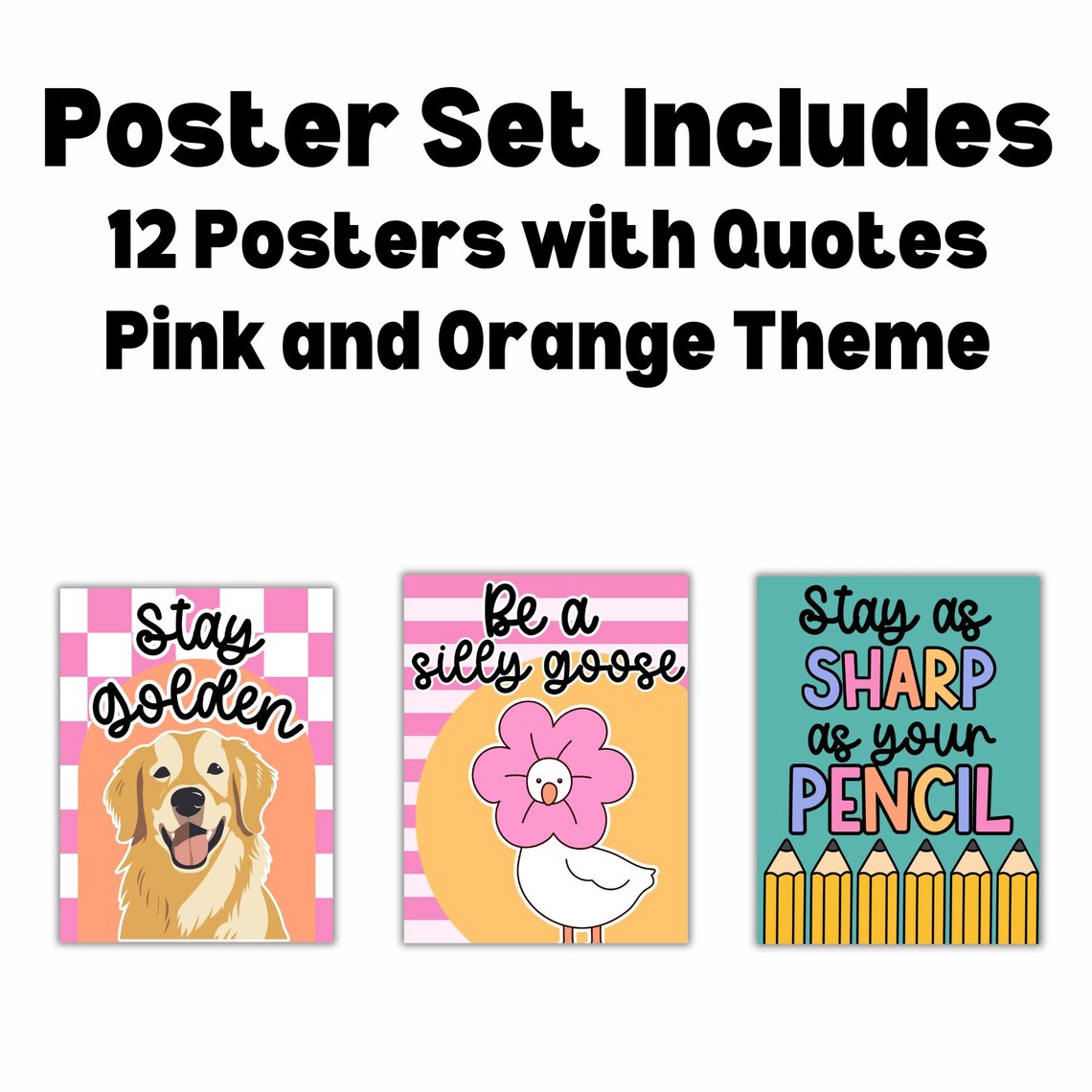 Retro Classroom Posters: Trendy Motivational Decor (printable Set of 12 ...