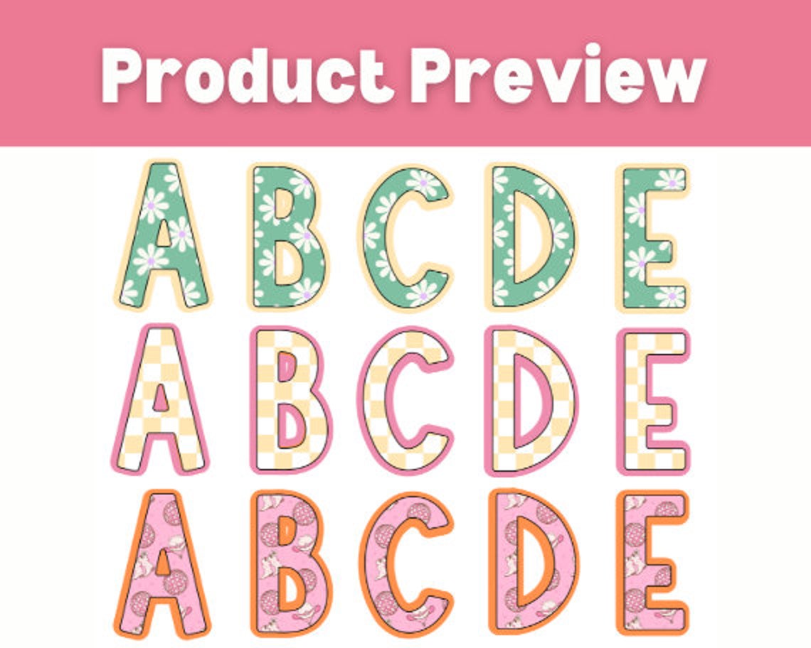 Printable Bulletin Board Set Letters, Numbers, and Boarder - Etsy