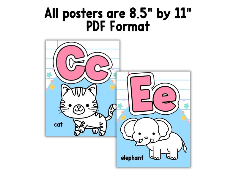 Pastel Alphabet Posters A-Z Notebook Theme Classroom Decor for ...