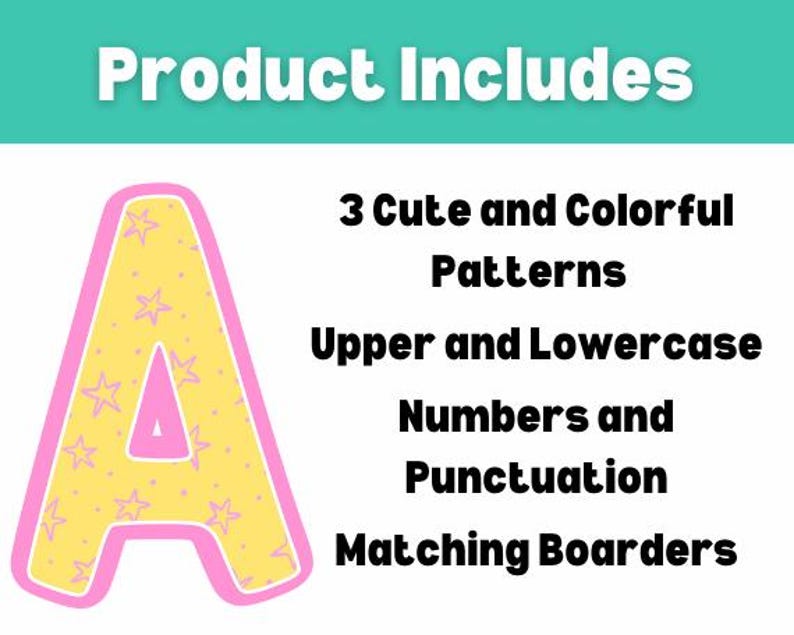Printable Bulletin Board Letters A-Z, Numbers, and Boarder Classroom ...