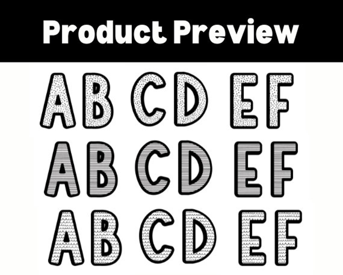 Bulletin Board Letters Printable Black and White - Etsy