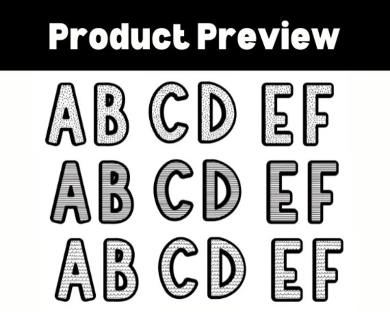 Bulletin Board Letters Printable Black and White - Etsy