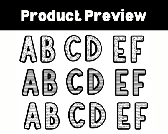 Bulletin Board Letters Printable Black and White - Etsy