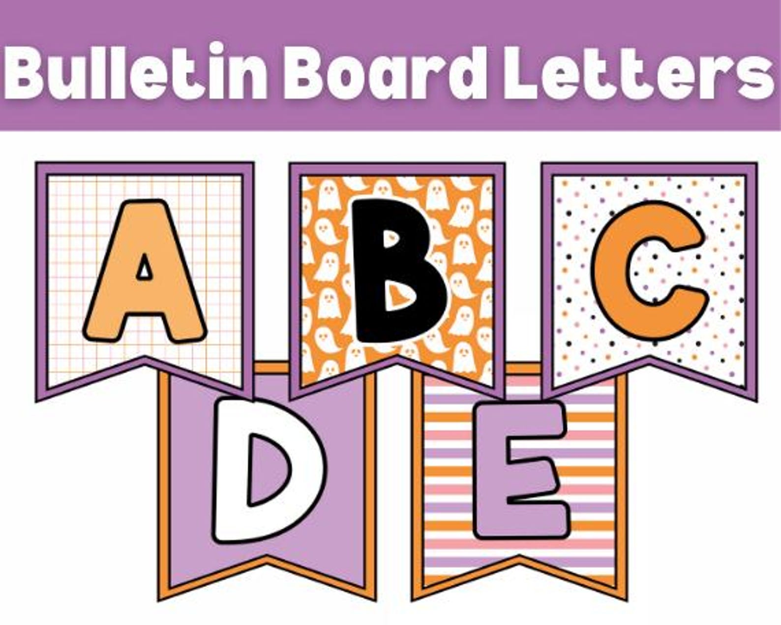 Printable Bulletin Board Letters A-Z, Numbers, and Boarder Halloween ...