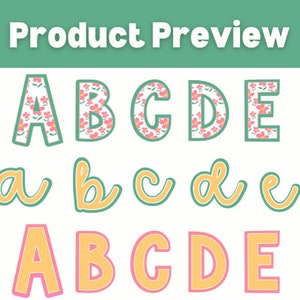 Printable Floral Bulletin Board Letters: Classroom Decor - Etsy