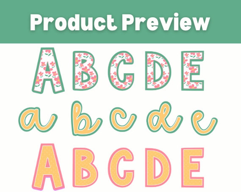 Printable Floral Bulletin Board Letters: Classroom Decor - Etsy