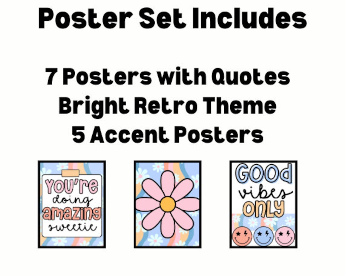 Retro Vibes Classroom Motivational Posters Printable Classroom Decor - Etsy