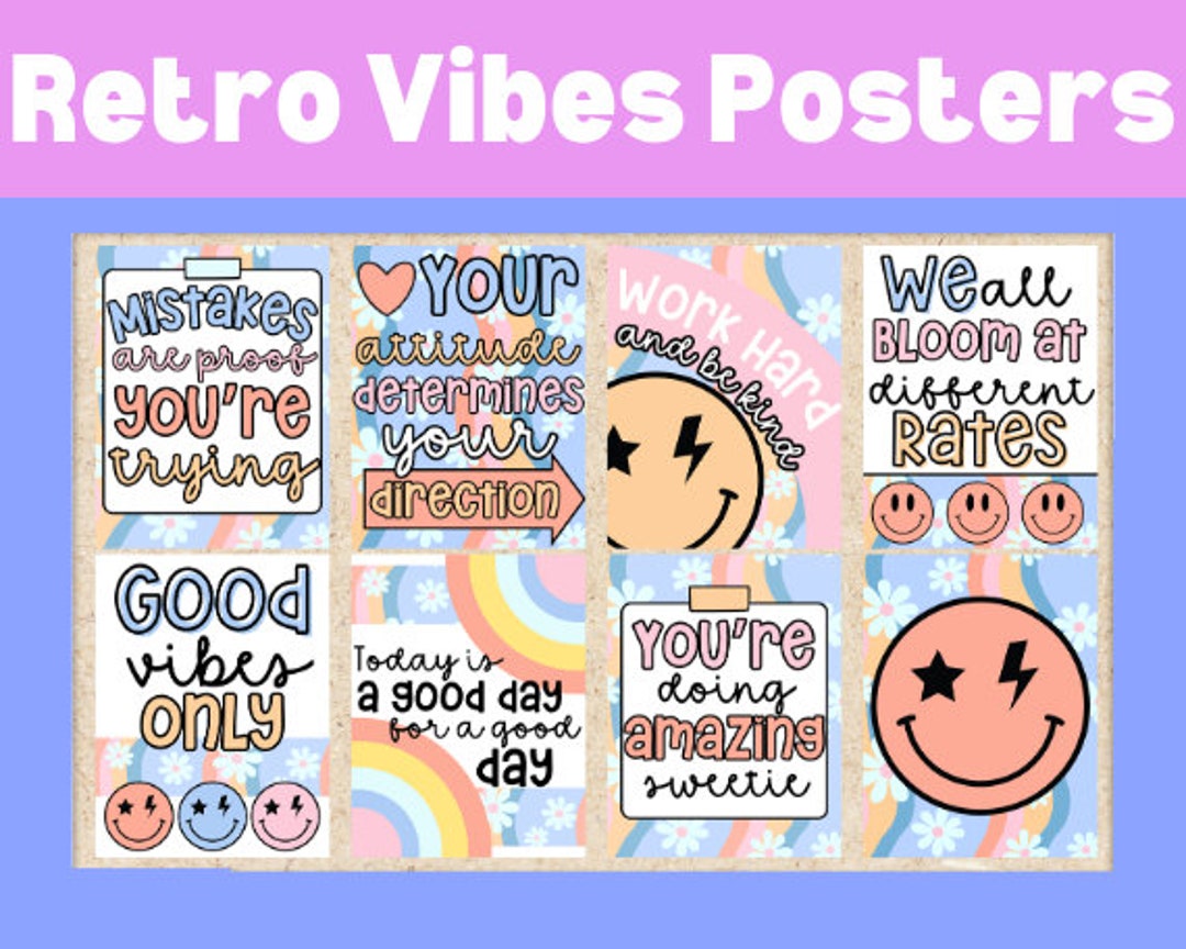 Retro Vibes Classroom Motivational Posters Printable Classroom Decor - Etsy