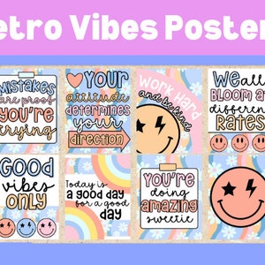 Retro Vibes Classroom Motivational Posters Printable Classroom Decor - Etsy
